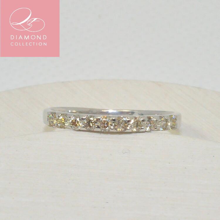 ハーフエタニティ ダイヤリング 0.25カラット 天然ダイヤモンド SIクラス 10石ダイヤ エタニティ スイートテン K18YG K18PG PT sv925 : キュートジュエリー ...