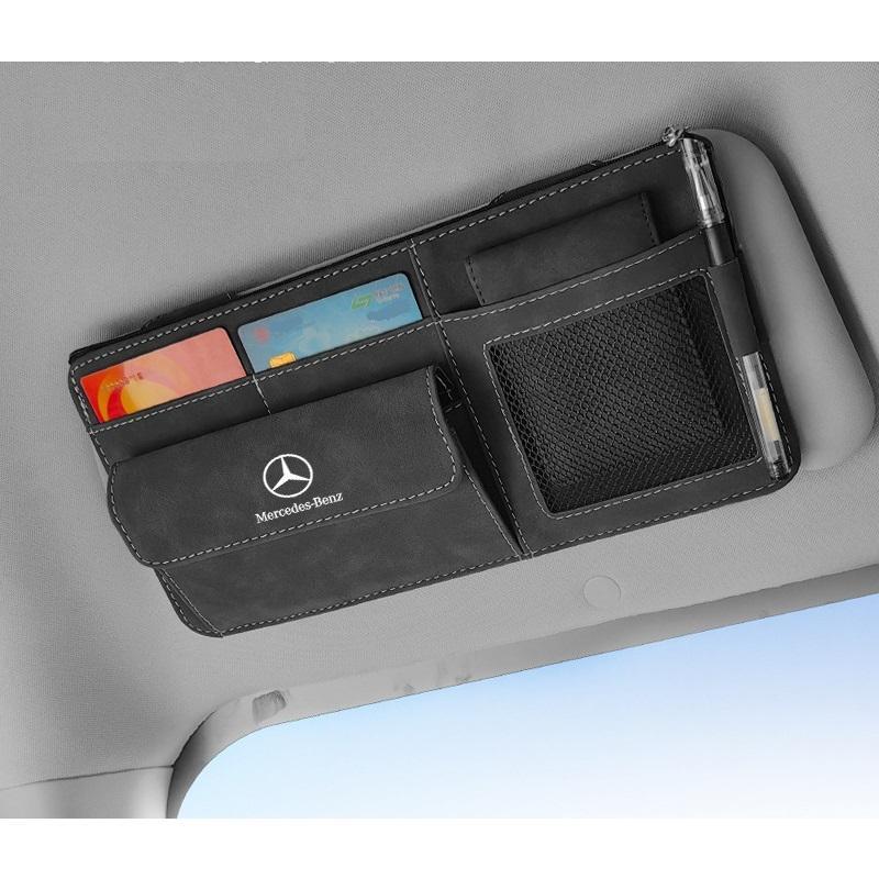 メルセデス・ベンツ BENZ 車用 サンバイザーポケット メガネホルダー サングラス収納ホルダー インナーポケット付き アルカンターラ メガネクリップ aaax qtm : ヒューマン ...