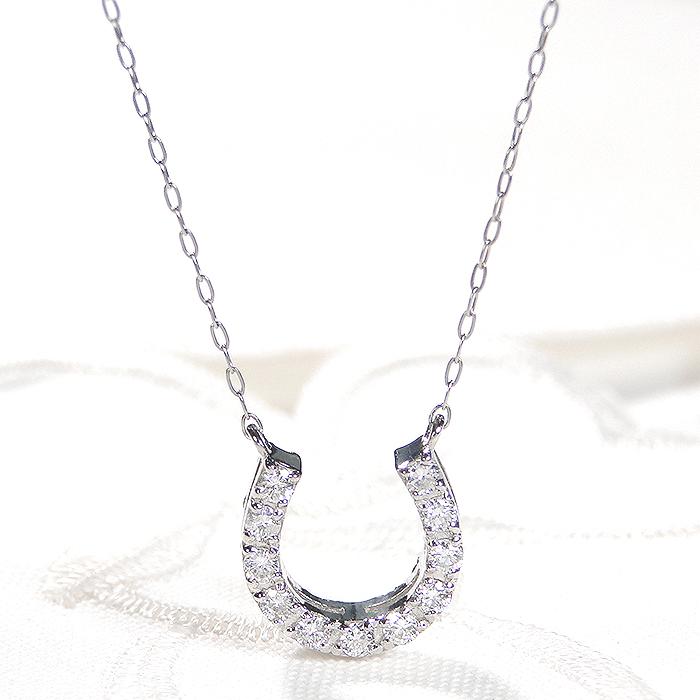 Pt950 0.50ct ダイヤモンド ブラックダイヤモンド 2way ホースシュー ネックレス 送料無料 プラチナ 0.5カラット リバーシブル 馬蹄 ダイア ダイヤ AU-0366 ...