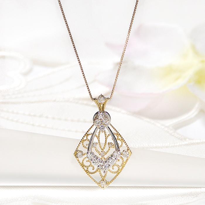 K18YG PT950 0.30ct ダイヤモンド ネックレス 送料無料 0.3ct 人気 ダイヤ ペンダント プラチナ 18金 イエローゴールド コンビカラー 贈り物 揺れる AU-0386 ...