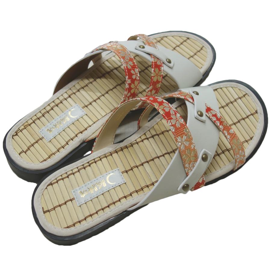 絡繰魂 サンダル メンズ 和柄 桜 さくら 帯デザイン 靴 からくりだましい 白 252901 MCF : 和柄とアメカジバイカーのJ ...