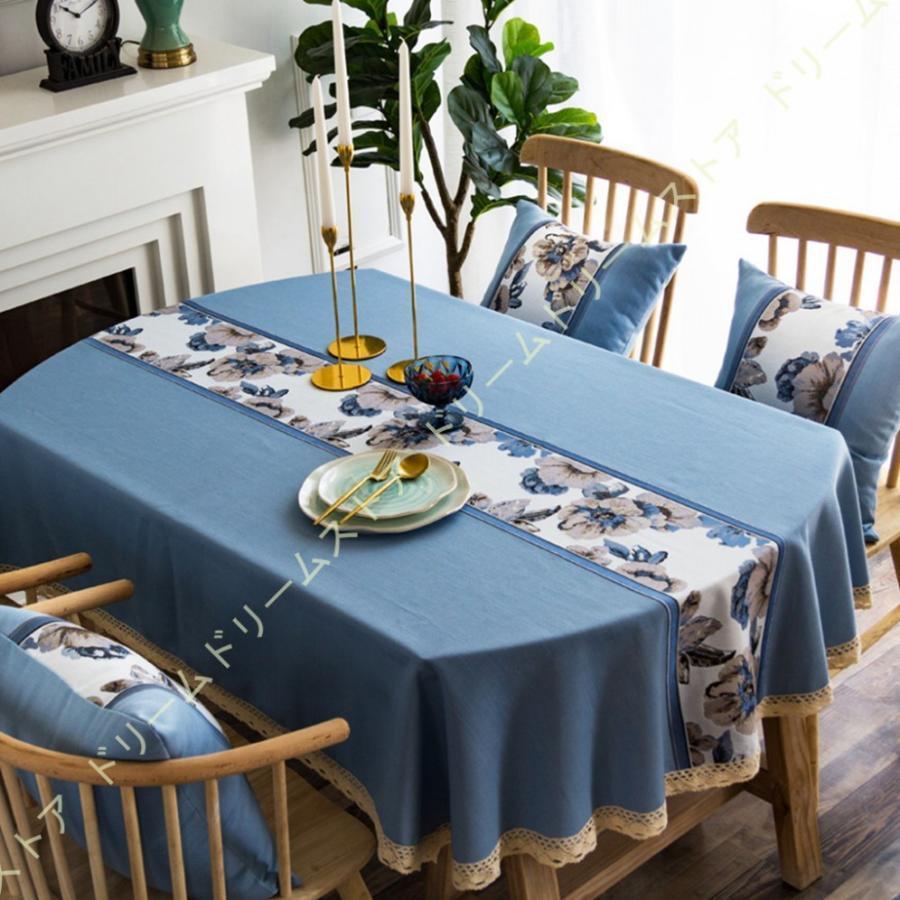 楕円形 テーブルクロス おしゃれ 撥水 北欧 レース付き 花柄 ダイニングテーブルカバー 田園風 ピクニック テーブルランナー テーブル装飾 シンプル 綿麻製 : ly0501-00551 ...