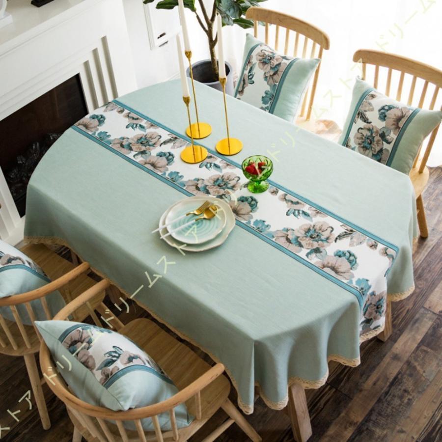 楕円形 テーブルクロス おしゃれ 撥水 北欧 レース付き 花柄 ダイニングテーブルカバー 田園風 ピクニック テーブルランナー テーブル装飾 シンプル 綿麻製 :ly0501-00551:J ...