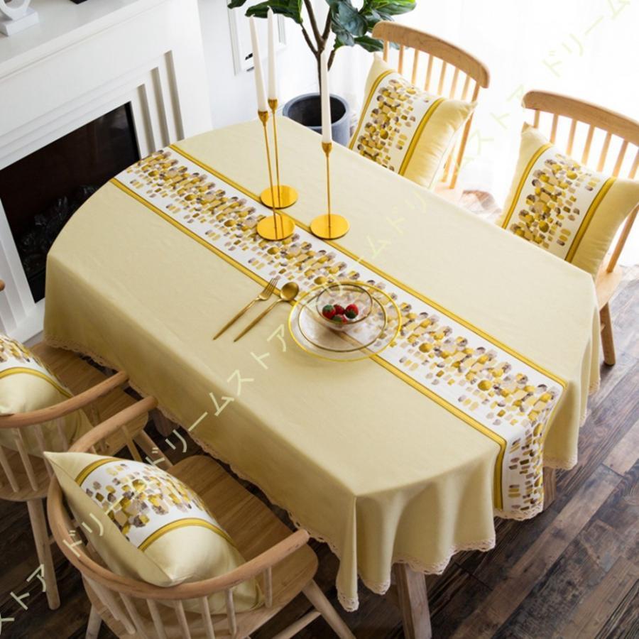 楕円形 テーブルクロス おしゃれ 撥水 北欧 レース付き 花柄 ダイニングテーブルカバー 田園風 ピクニック テーブルランナー テーブル装飾 シンプル 綿麻製 :ly0501-00551:J ...