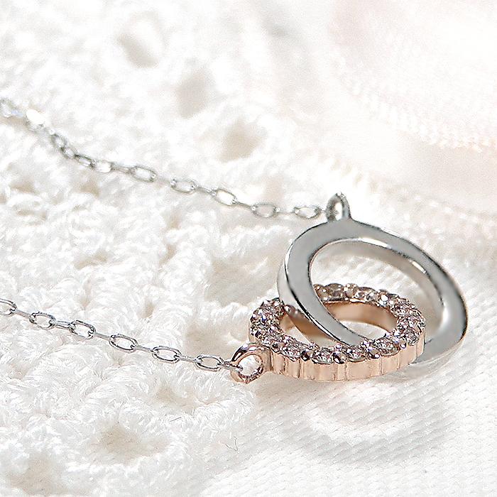 Pt950 K18PG ダイヤモンド ペンダント 0.07ct プラチナ PT 18金 ピンク ゴールド ダイア コンビカラー ダイヤ ネックレス サークル 輪 丸 ラウンド 360641 : ...