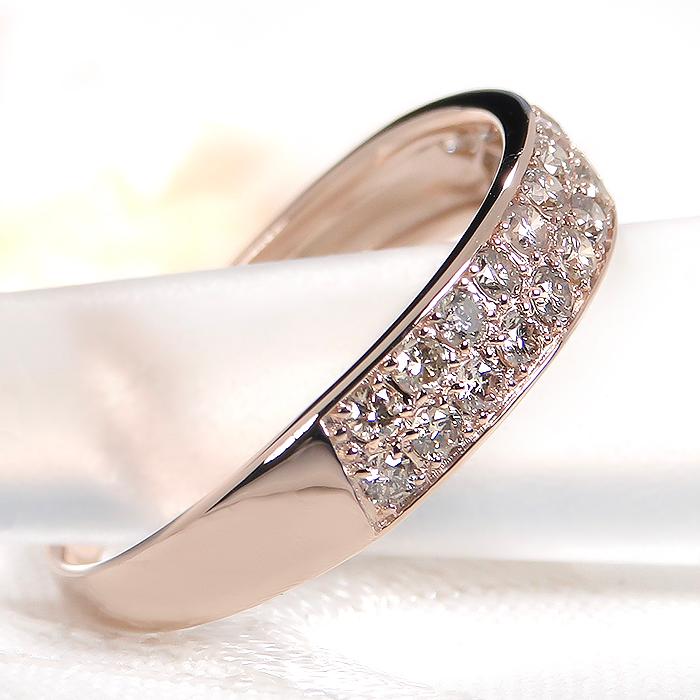 K18PG 0.4ct ブラウン ダイヤモンド リング 送料無料 18金 K18 ピンクゴールド ダイヤ 平甲丸 指輪 パヴェ ハニカム パヴェリング 可愛い ゴールド pave 368409 ...