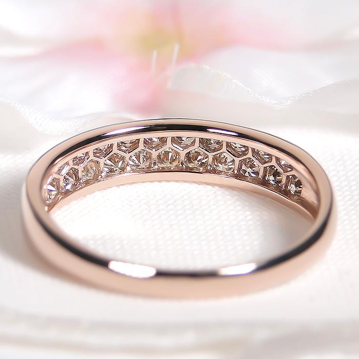 K18PG 0.4ct ブラウン ダイヤモンド リング 送料無料 18金 K18 ピンクゴールド ダイヤ 平甲丸 指輪 パヴェ ハニカム パヴェリング 可愛い ゴールド pave 368409 ...