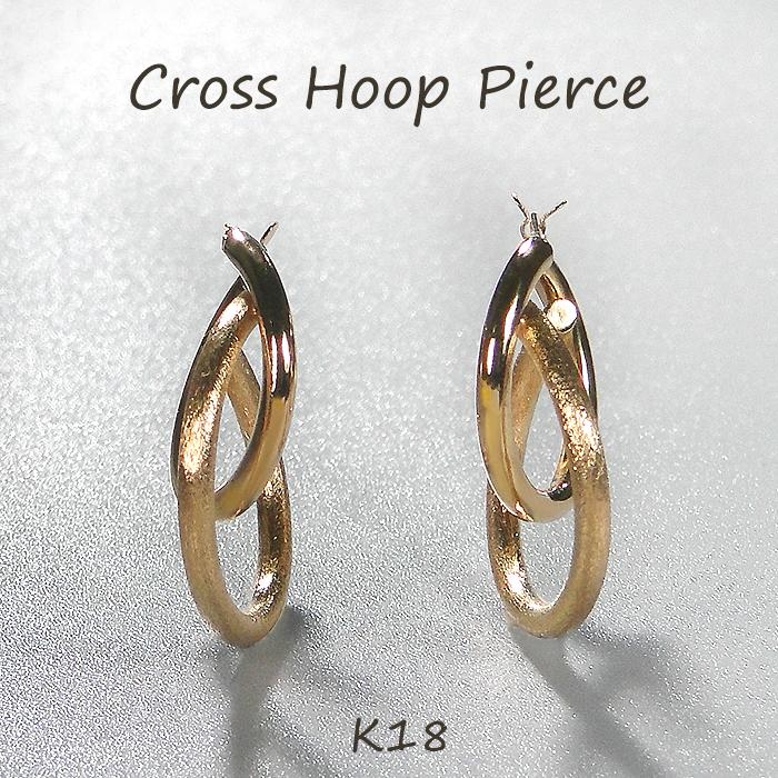K18YG 2連 クロス フープ ピアス 送料無料 K18 イエローゴールド ゴールド 18金 プレゼント 艶消し 地金のみ 地金 キャッチレス ホーニング 371207 : OSAKIN ...