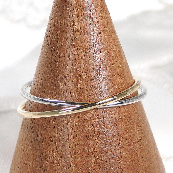 Pt900 K18 YG PG 地金 2連 リング 送料無料 プラチナ 18金 コンビ ダブル 指輪 地金のみ 人気 誕生日 ギフト プレゼント 重ねづけ 華奢 374441 : OSAKIN ...