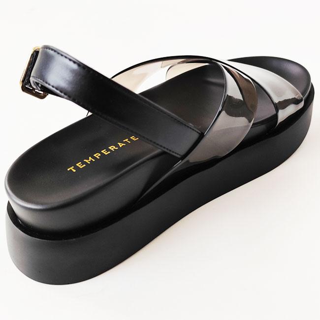 TEMPERATE テンパレイト サンダル レディース SAMUEL 厚底 クロス ヒールストラップ クリア PVC 靴 防水 晴雨兼用 : J-piaplus - 通販 - Yahoo!ショッピング