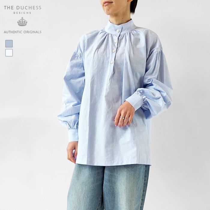 ザ ダッチェスデザイン シャツ レディース THE DUCHESS DESIGNS スタンドカラー ブラウス プルオーバー 長袖 コットン リネン 綿麻 ギャザー P25114 ...
