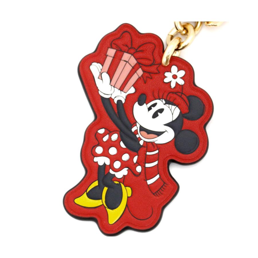 COACH DISNEY X アウトレット コーチ ディズニーコラボ CN008 IMRZP レザー キーホルダー バッグチャーム エレクトリックレッド 新品 ギフト 保存袋 ...