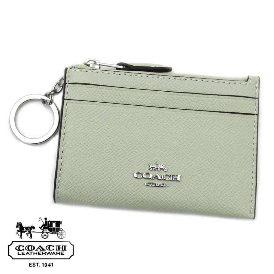 COACH（コーチ） アウトレット 88250 SVONE IDケース キーリング付 カードケース 小銭入れ コインケースライトセージ 新品 ...