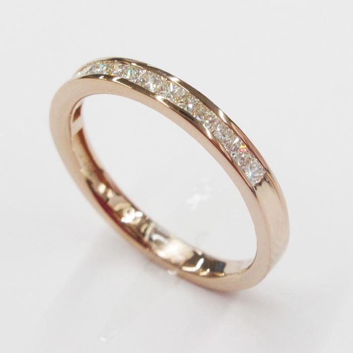 ハーフエタニティリング K18PG ダイヤ 指輪 プリンセスカット ダイヤモンド 計0.3ct レディース K18 VSクラス Hカラーアップ 鑑別書付き 18金ピンクゴールド : J ...