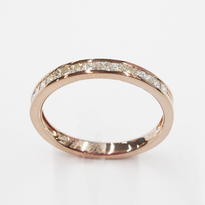 ハーフエタニティリング K18PG ダイヤ 指輪 プリンセスカット ダイヤモンド 計0.3ct レディース K18 VSクラス Hカラーアップ 鑑別書付き 18金ピンクゴールド : J ...