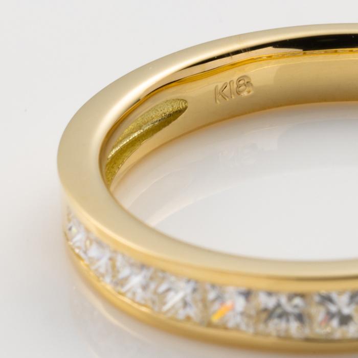 ハーフエタニティリング K18YG プリンセスカット ダイヤモンド 計0.5ctアップ ダイヤ 指輪 レディース K18 VSクラス Hカラーアップ 鑑別書付き 18金イエローゴー ...