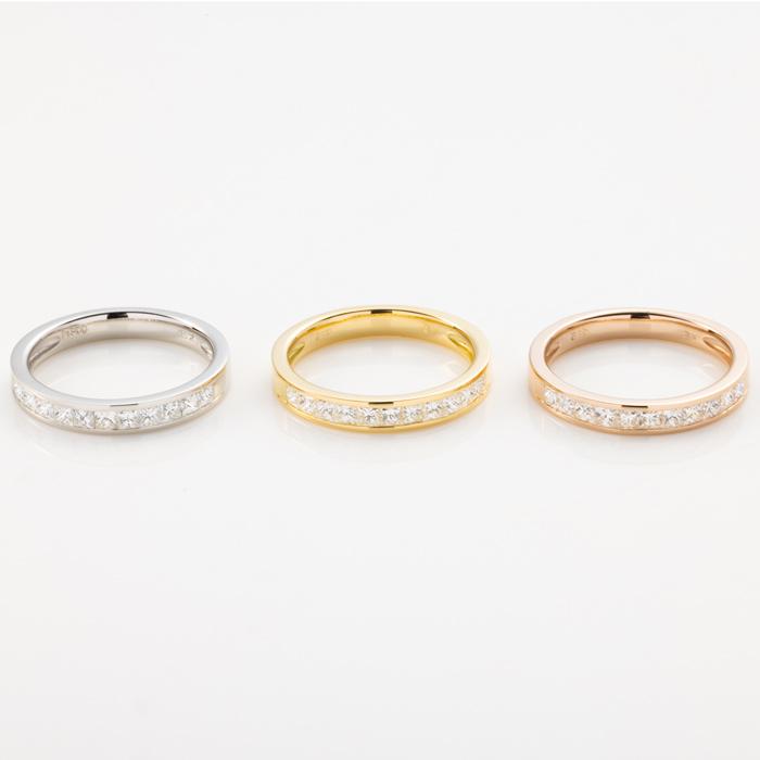 ハーフエタニティリング K18YG プリンセスカット ダイヤモンド 計0.5ctアップ ダイヤ 指輪 レディース K18 VSクラス Hカラーアップ 鑑別書付き 18金イエローゴー : J ...