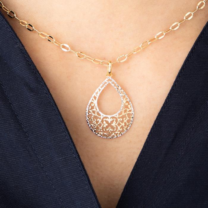 ペンダントトップ ドロップ アラベスクデザイン 透かしデザイン コンビカラー K18 WG YG 18金 ゴールド ホワイトゴールド レディース : J-STUDIO - 通販 - Yahoo ...