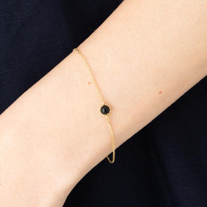 オニキスチャームブレスレット K18 YG オニキス カボションカット 約4mm 18金 ブレスレット 腕輪 : J-STUDIO - 通販 - Yahoo!ショッピング