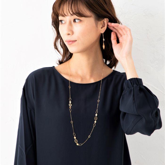 リーフデザインロングネックレス 約80cm 約3.0g K18ネックレス リーフデザインロングネックレス 約80cm 約3.0g K18ネックレス