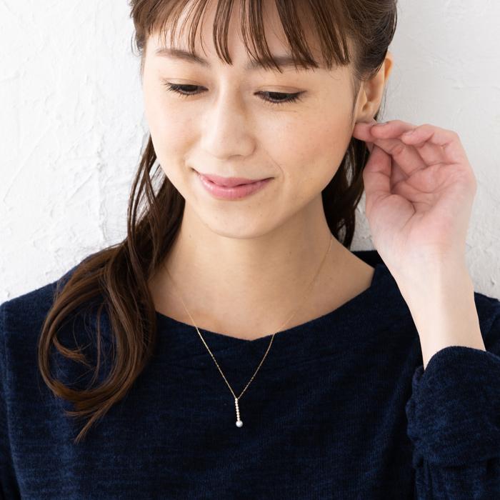 在庫限りのお得な商品【約45cm】K18PG パール ダイヤモンド テニスチェーン スウィングネックレス K18 PG 計0.1ct あずきチェーン 約0.9g ピンクゴールド : J ...