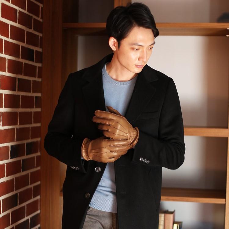 手袋 メンズ 革 防寒 イタリア製 カシミヤ100％ ライナー ハンドステッチ デザイン (No.05000049) [ネコポスで送料無料 ...