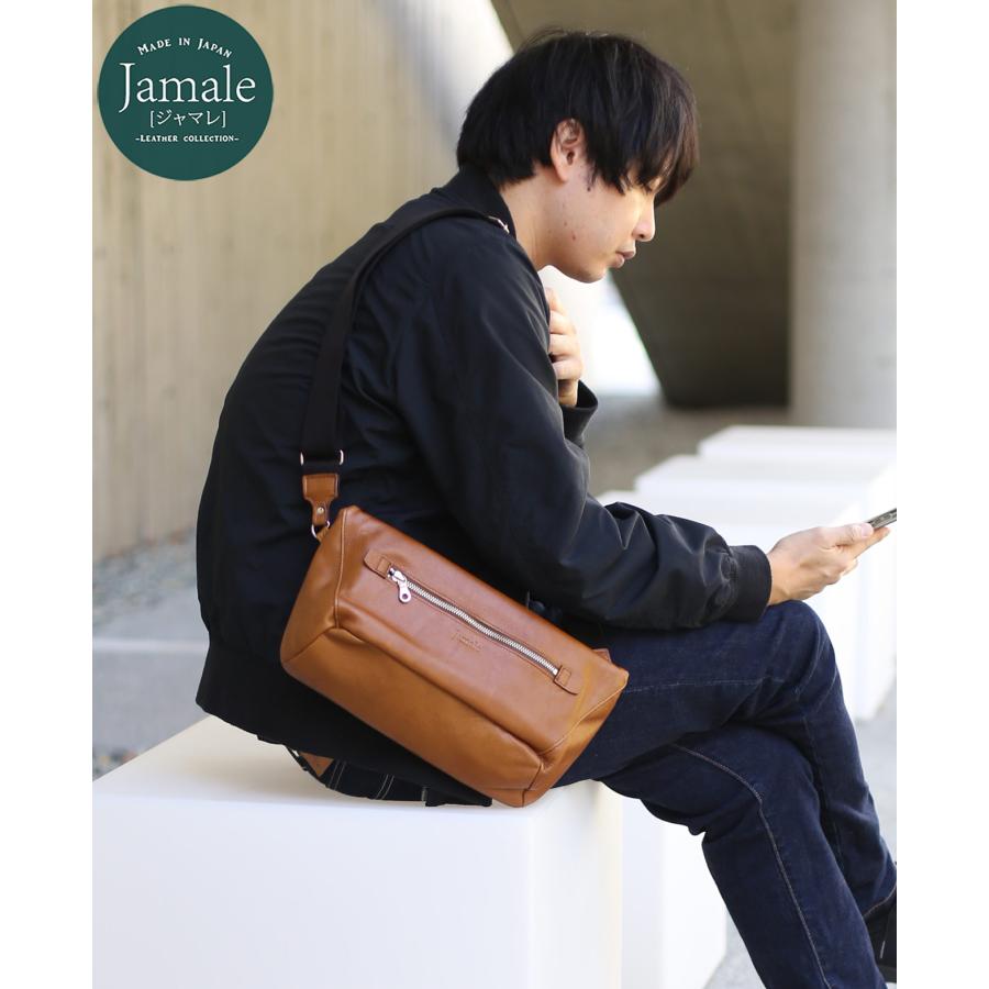 Jamale 日本製 牛革 ショルダーバッグ メンズ 大サイズ スライドパーツ 飛び出す ポケット stairs ステアーズ スライド 収納(07000536-mens-1r ...