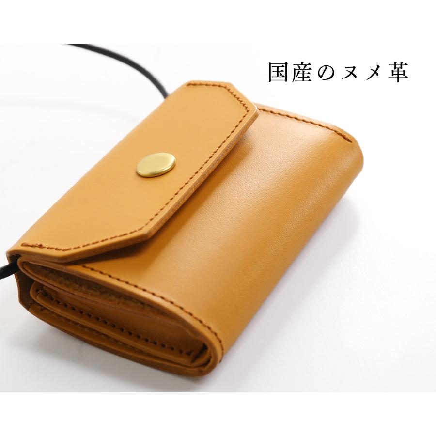 ネックウォレット 牛革 財布 首掛け 軽い Jamale コンパクト メンズ ミニ 小さい 三つ折り 本革 コインケース カードケース [名入れ 可能](07000540-mens-1 ...