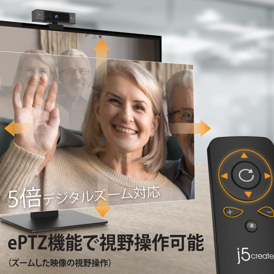 j5 create j5create USB 4K Ultra HD webカメラ 5倍デジタルズーム f/1.6レンズ プライバシー ...