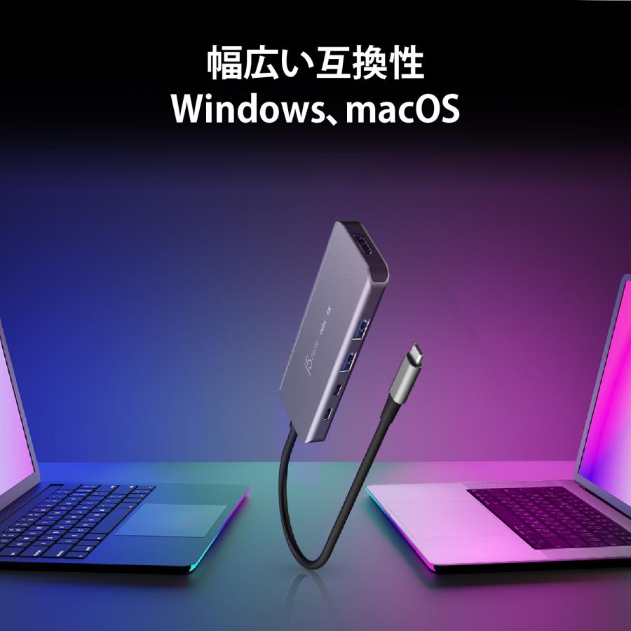 j5 create j5create USB4 6in1 8K60 マルチアダプター PD100W供給 USB-C、USB-C PD充電兼用 ...
