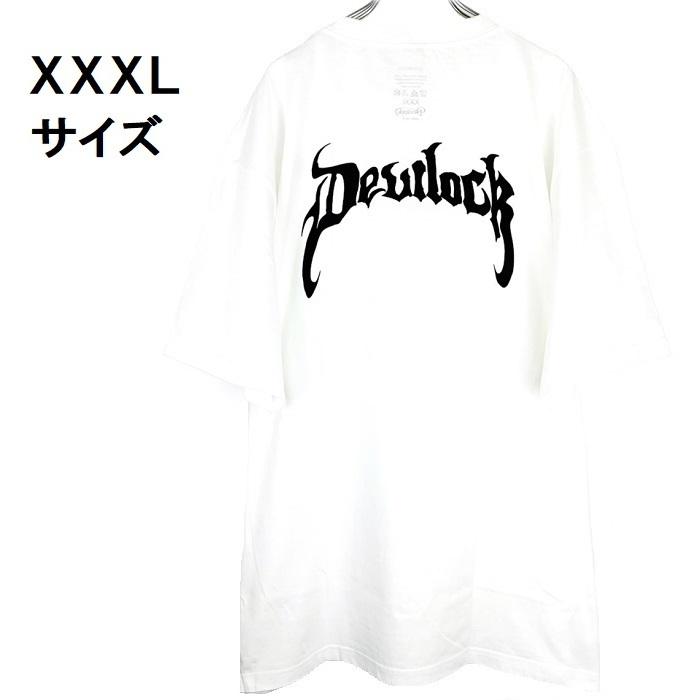 DEVILOCK デビロック「FIRE TATTOO & BOW TEE」半袖Tシャツ ビッグ 黒白 ブラックホワイト デビル 悪魔 炎 バックプリント スカル メンズレディース ...