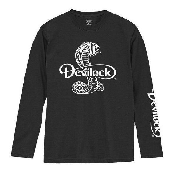 DEVILOCK デビロック「COBRA & DAIMLER LST」オーバーサイズビッグロンT 長袖Tシャツ 黒白 ブラックホワイト コブラ 蛇ヘビ スネーク スカル 袖プリント ...