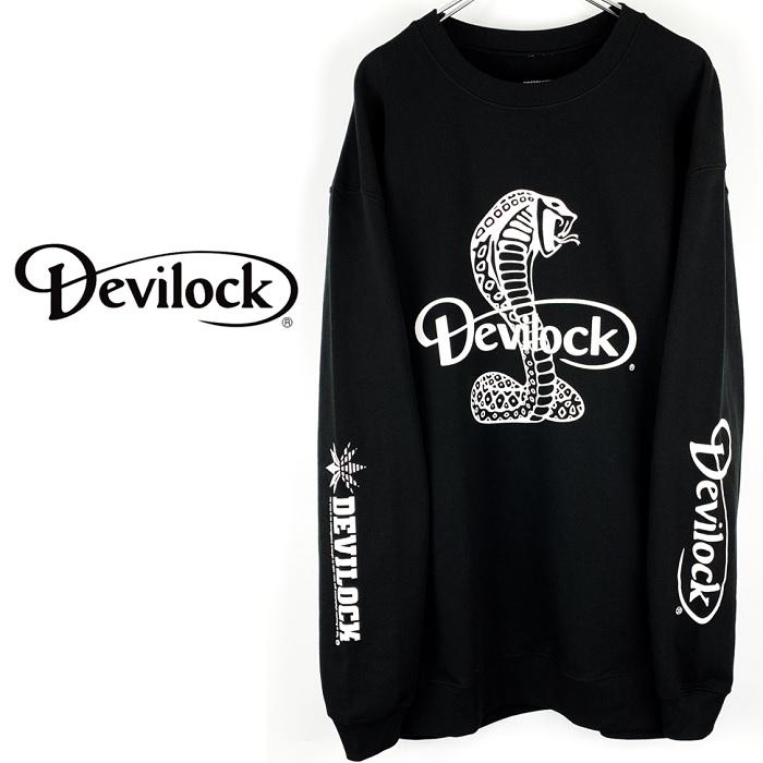 DEVILOCK デビロック「COBRA with VECTOR & DAIMLER BIG SWEAT」オーバーサイズスウェット ビッグトレーナー 袖プリント 黒ブラック 蛇ヘビ コブラ ...