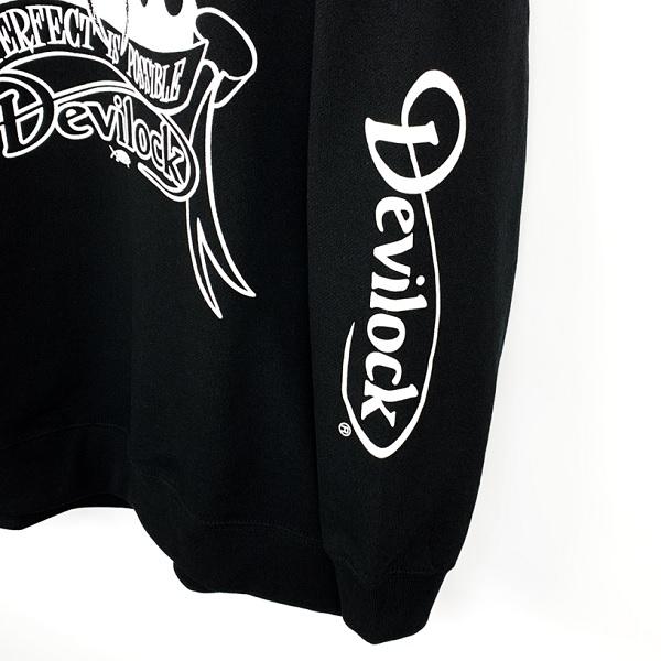 DEVILOCK デビロック「FIRE TATTOO with VECTOR & DAIMLER SWEAT」オーバーサイズスウェット ビッグトレーナー 両袖プリント 黒 ブラック 悪魔 ...