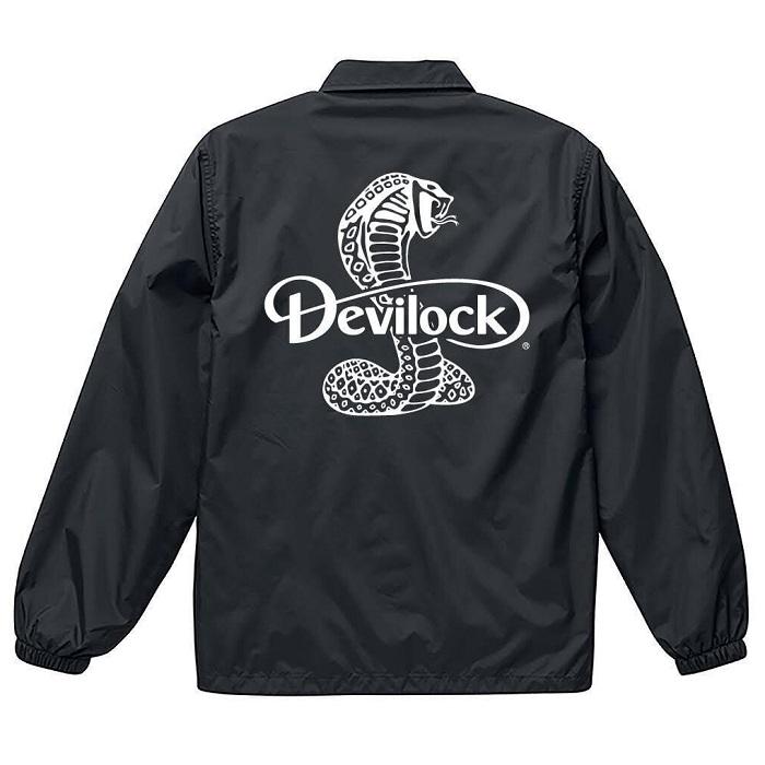 DEVILOCK デビロック「DAIMLER & COBRA COACH JACKET」コーチジャケット ジャンパー ウインドブレーカー バックプリント 蛇ヘビ コブラ スネーク 黒ブラック ...