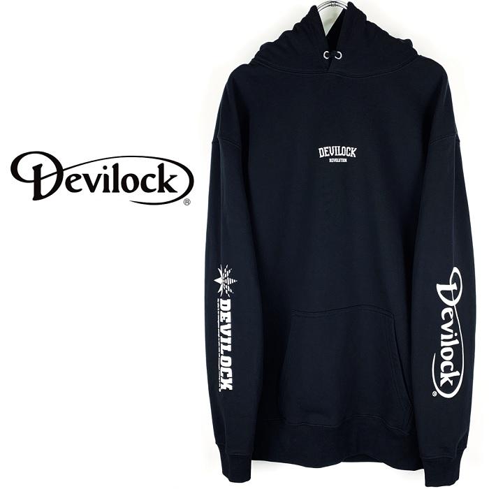 DEVILOCK デビロック「BOTH LOGO COBRA HOODIE」プルオーバーパーカー オーバーサイズ 裏パイルスウェット 両袖バックプリント 黒ブラック 蛇ヘビ コブラ ...