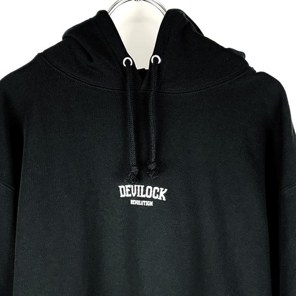 DEVILOCK デビロック「BOTH LOGO COBRA HOODIE」プルオーバーパーカー オーバーサイズ 裏パイルスウェット 両袖バックプリント 黒ブラック 蛇ヘビ コブラ ...