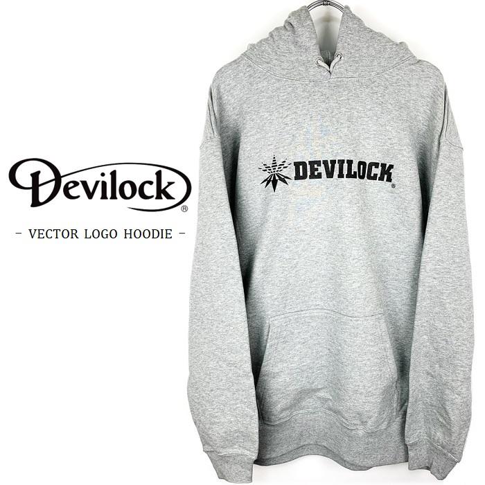 DEVILOCK デビロック「VECTOR LOGO HOODIE」プルオーバーパーカー オーバーサイズ 裏パイルスウェット ミニ裏毛 グレー バックプリント 蛇 ヘビ コブラ ...