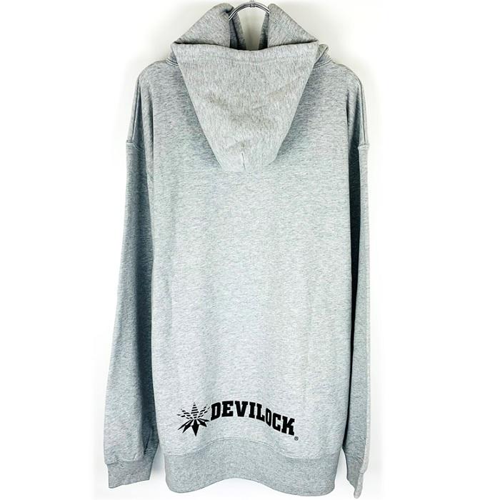 DEVILOCK デビロック「VECTOR LOGO HOODIE」プルオーバーパーカー オーバーサイズ 裏パイルスウェット ミニ裏毛 グレー バックプリント 蛇 ヘビ コブラ ...