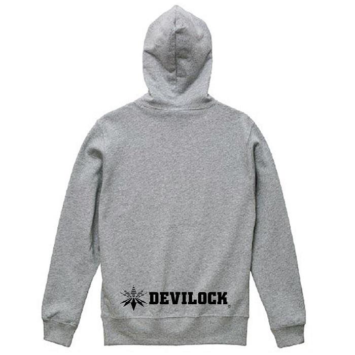 DEVILOCK デビロック「VECTOR LOGO HOODIE」プルオーバーパーカー オーバーサイズ 裏パイルスウェット ミニ裏毛 グレー バックプリント 蛇 ヘビ コブラ ...