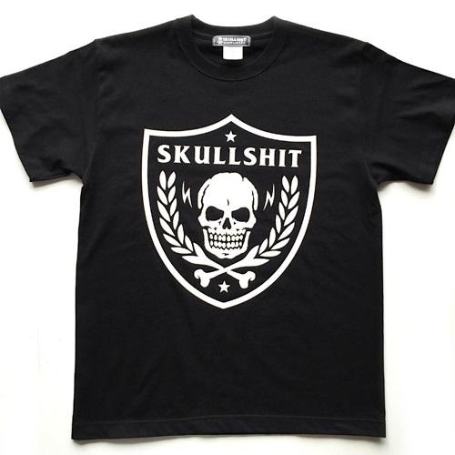 SKULL SHIT (30%OFF) SKULLSHIT スカルシット「Emblem Skull T-sh」半袖Tシャツ 黒 白 ブラック ホワイト ロゴ クルーネック ドクロ バンド 骸骨 ...