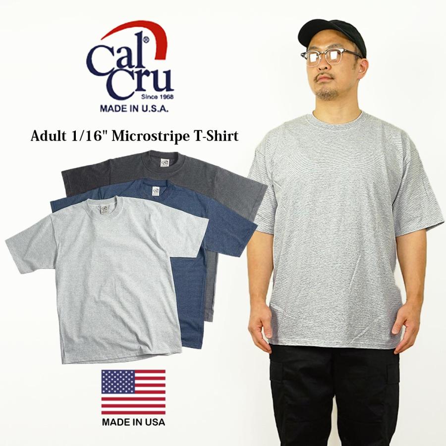 CalCru カルクルー Cal Cru 1/16インチ マイクロストライプ 半袖 Tシャツ メンズ アメリカ製 米国製 マイクロボーダー ...