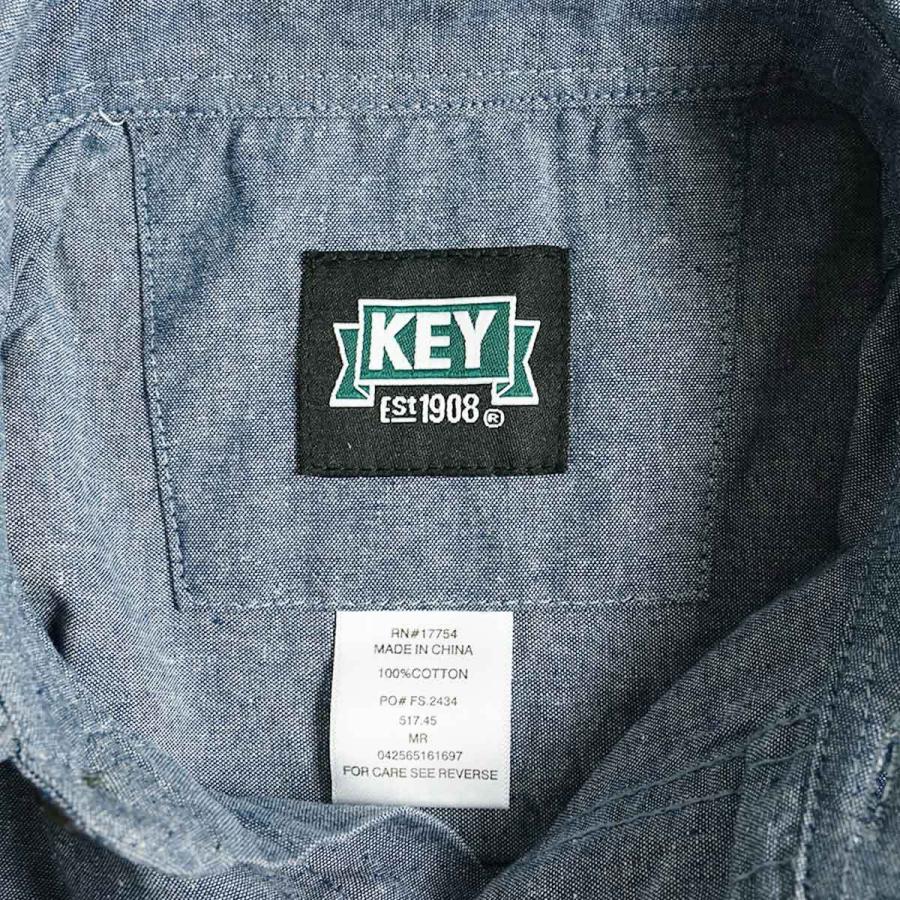 KEY キー シャンブレー 長袖 シャツ517-45 メンズ S-XXL ワークシャツ