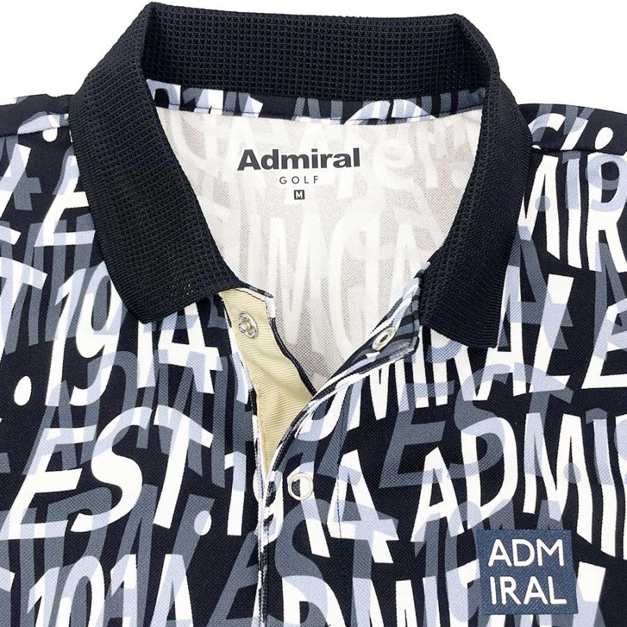 ADMIRAL GOLF アドミラル ゴルフ ウォーターペイントロゴプリント シャツ ADMA329 ホワイト ブラック 吸水速乾 ストレッチ ...