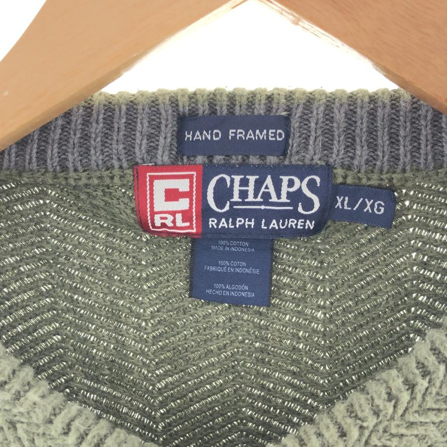 古着 90年代 ラルフローレン Ralph Lauren CHAPS チャップス ヘリンボーン コットンニットセーター メンズXL相当 ヴィンテージ /eaa381075 ...