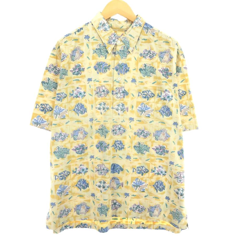 reyn spooner 古着 80年代 レインスプーナー 金タグ ヌードタグ 総柄 プルオーバー ボタンダウン ハワイアンアロハシャツ メンズXL /eaa451108 【SS2409_10 ...