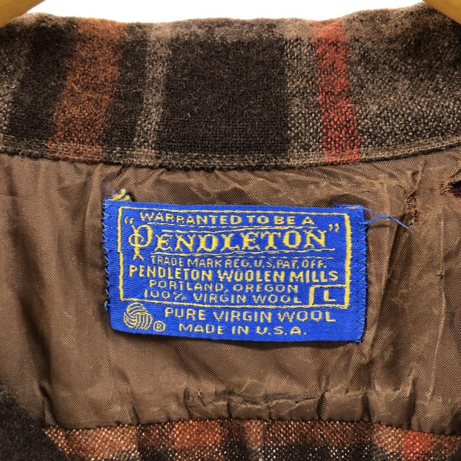 古着 70年代 ペンドルトン PENDLETON ボードシャツ チェック柄 オープンカラー ウールボックスシャツ USA製 メンズL相当 /eaa504518 : eaa504518 : 古着 ...