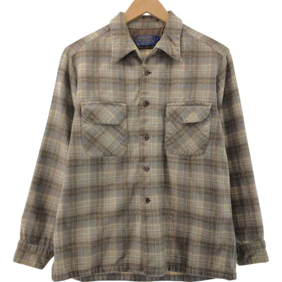 古着 70年代 ペンドルトン PENDLETON ボードシャツ チェック柄 オープンカラー ウールボックスシャツ USA製 メンズL相当 /eaa507065 : eaa507065 : 古着 ...