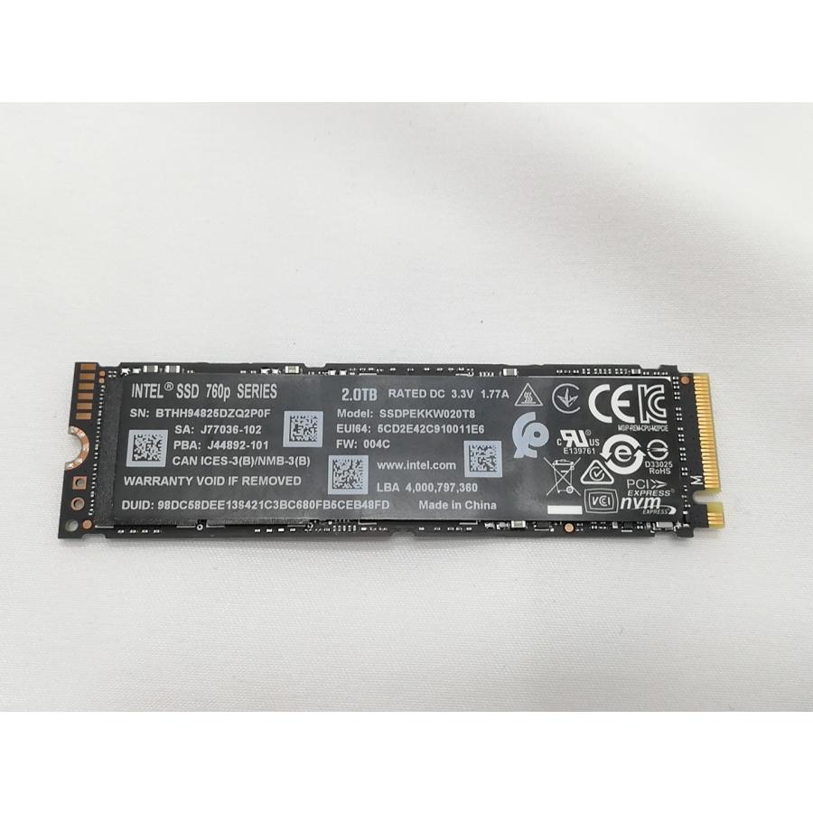 【中古】Intel SSD 760p SSDPEKKW020T8X1 2TB/M.2 2280(PCIe3.0 NVMe)/TLC【EC ...