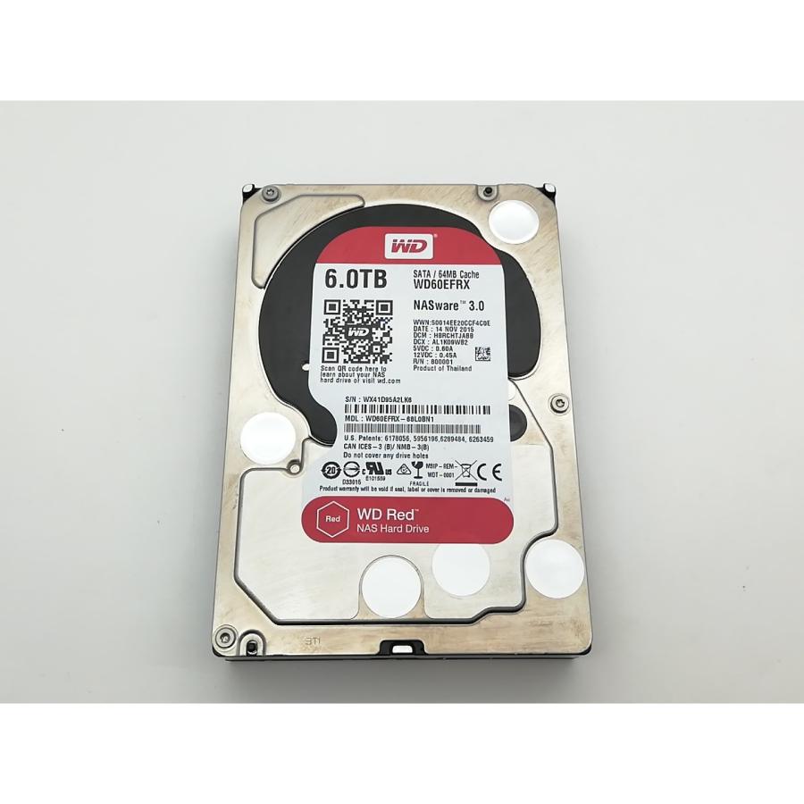 【中古】W.D. WD60EFRX WD Red 6TB/5400rpm/64MB/6Gbps【ECセンター】保証期間1週間 ...
